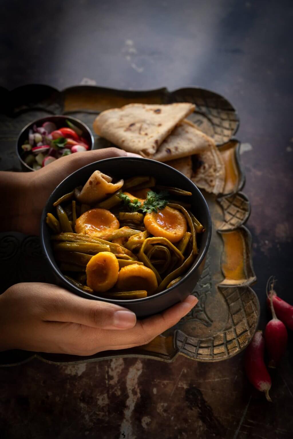 Guvar Dhokli nu Shaak - Sanjana Feasts - Indian Curry Recipes