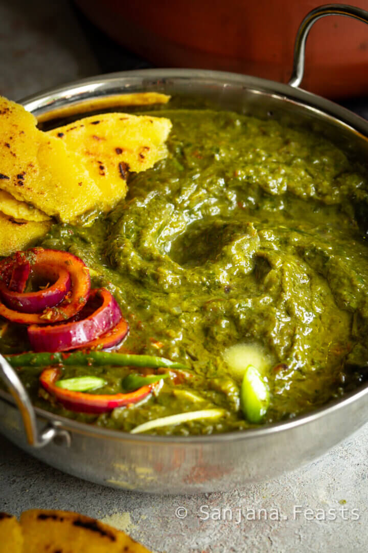 Saag Recipe (VIDEO) - Delicious Punjabi Cooking - Sanjana Feasts