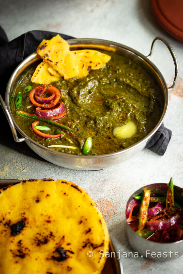Saag Recipe (VIDEO) - Delicious Punjabi Cooking - Sanjana Feasts